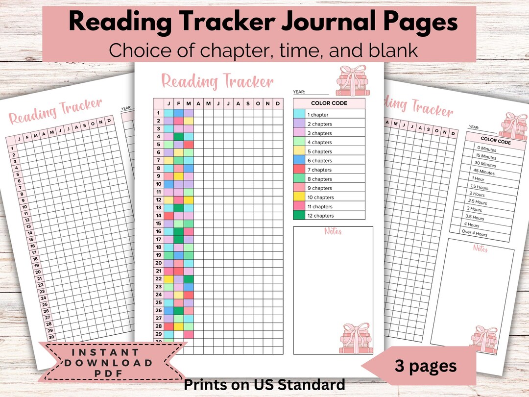 Daily Reading Tracker Printable, Reading Tracker, Reading Time Tracker ...