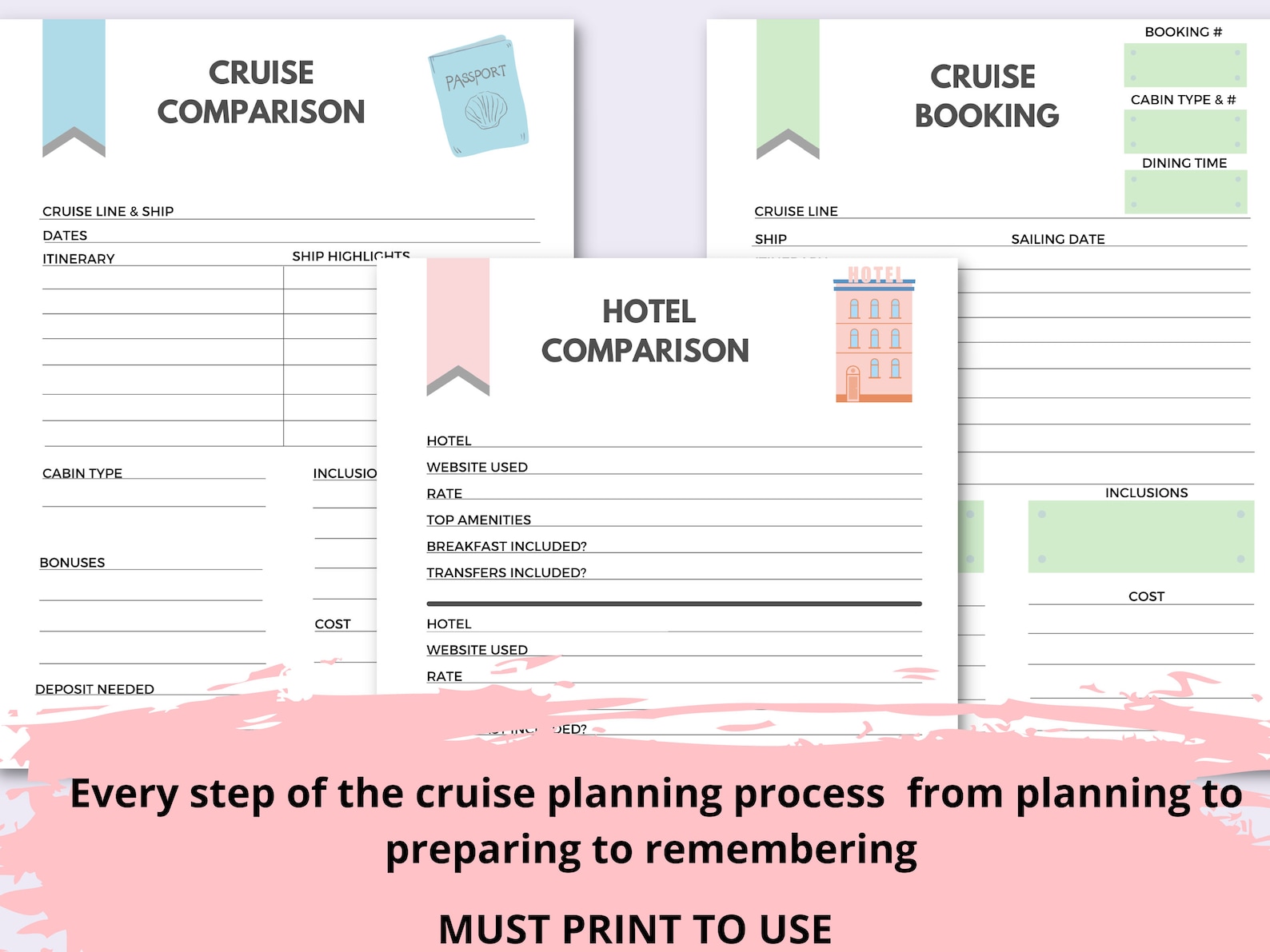 Cruise Planner, Instant Download, Cruise Planning Kit Printable ...