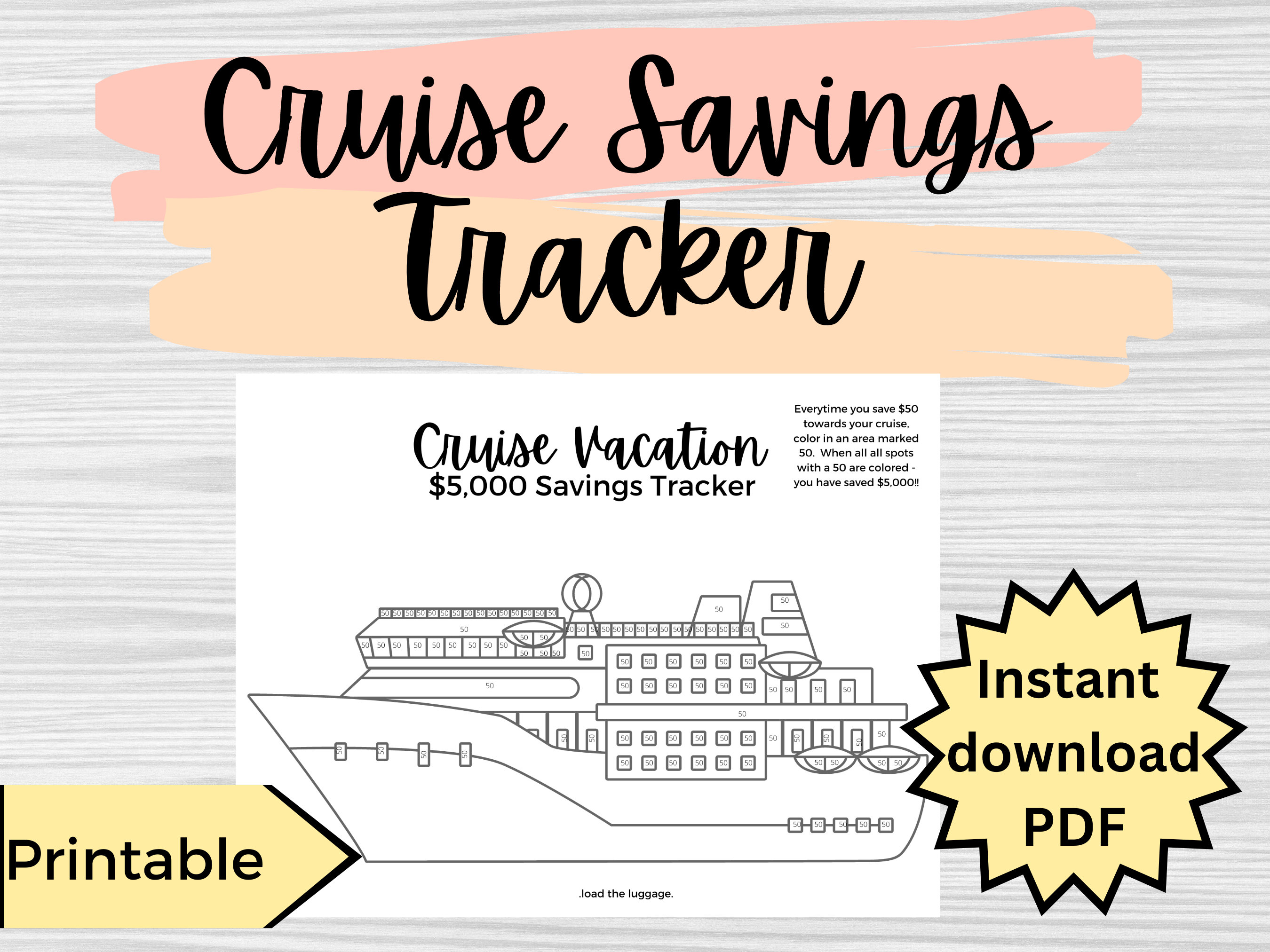 Printable Cruise Vacation Savings Tracker, Cruise Savings, Vacation ...