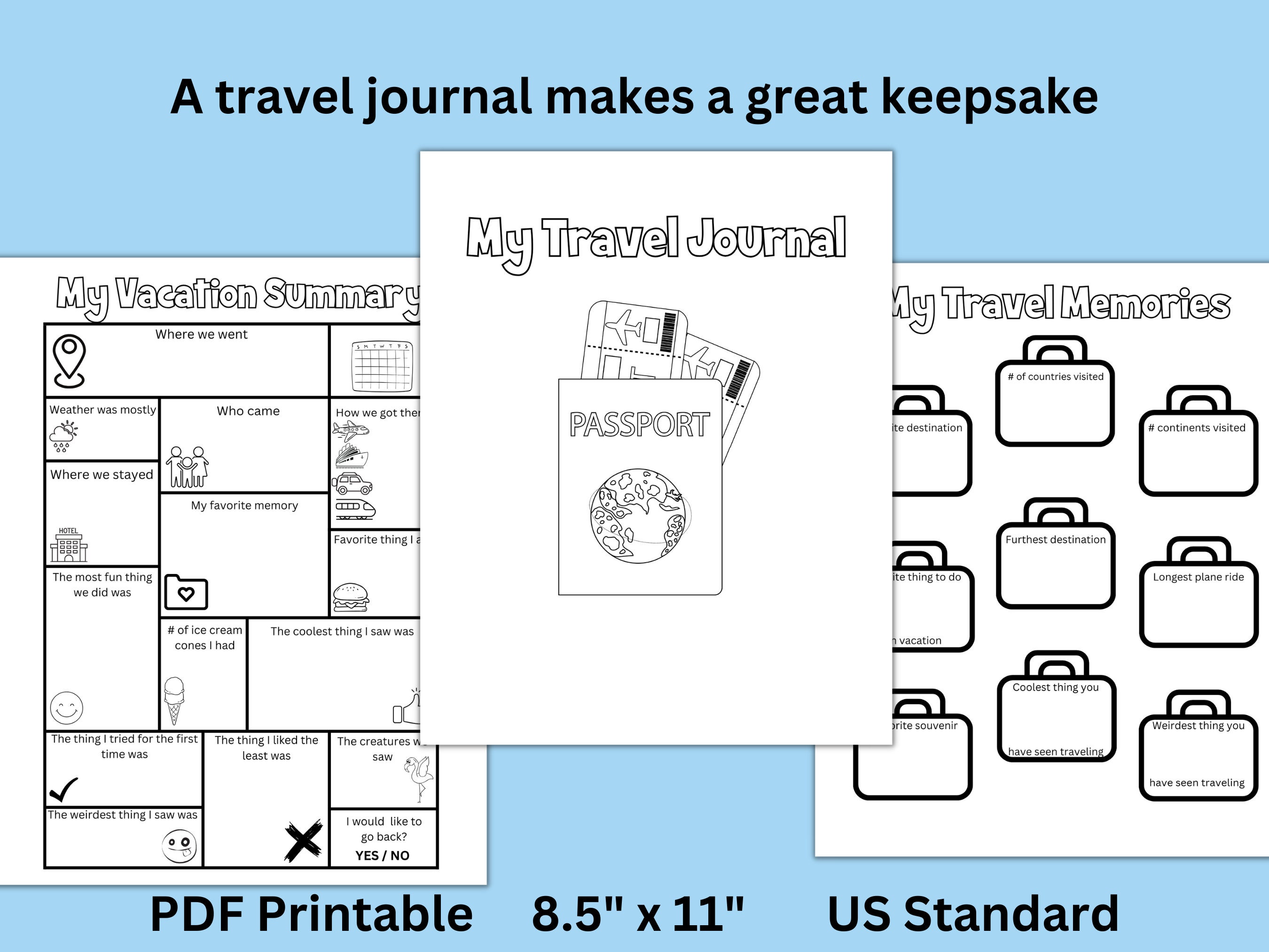 Kids Travel Journal, Travel Diary, Printable Vacation Journal, Teen ...