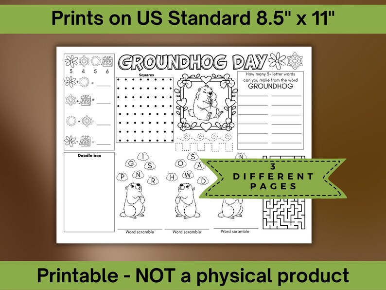 Groundhog Day Activity Placemats for Kids, Groundhogs Day Coloring ...