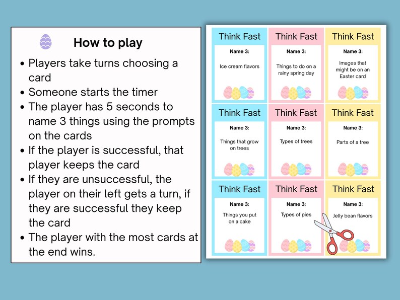 Easter Think Fast Game, Easter Family Games, Printable - Etsy Canada