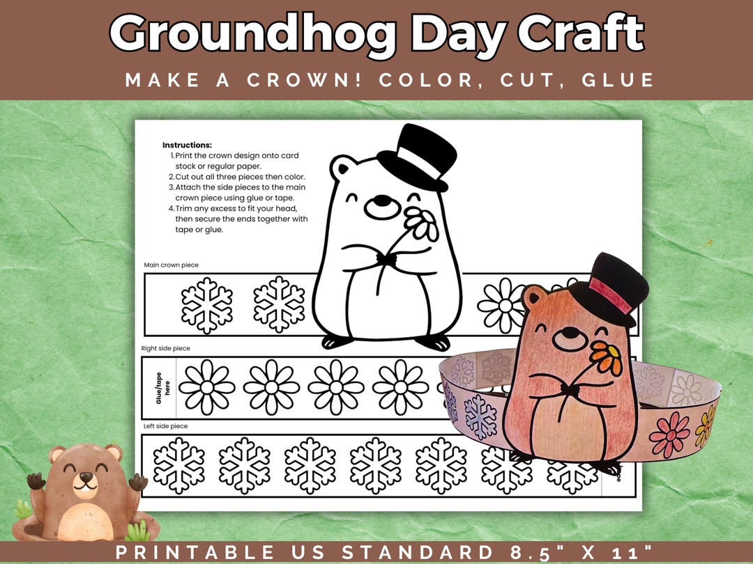 Printable Groundhog Day Craft for Kids, Groundhog Hat, Classroom ...