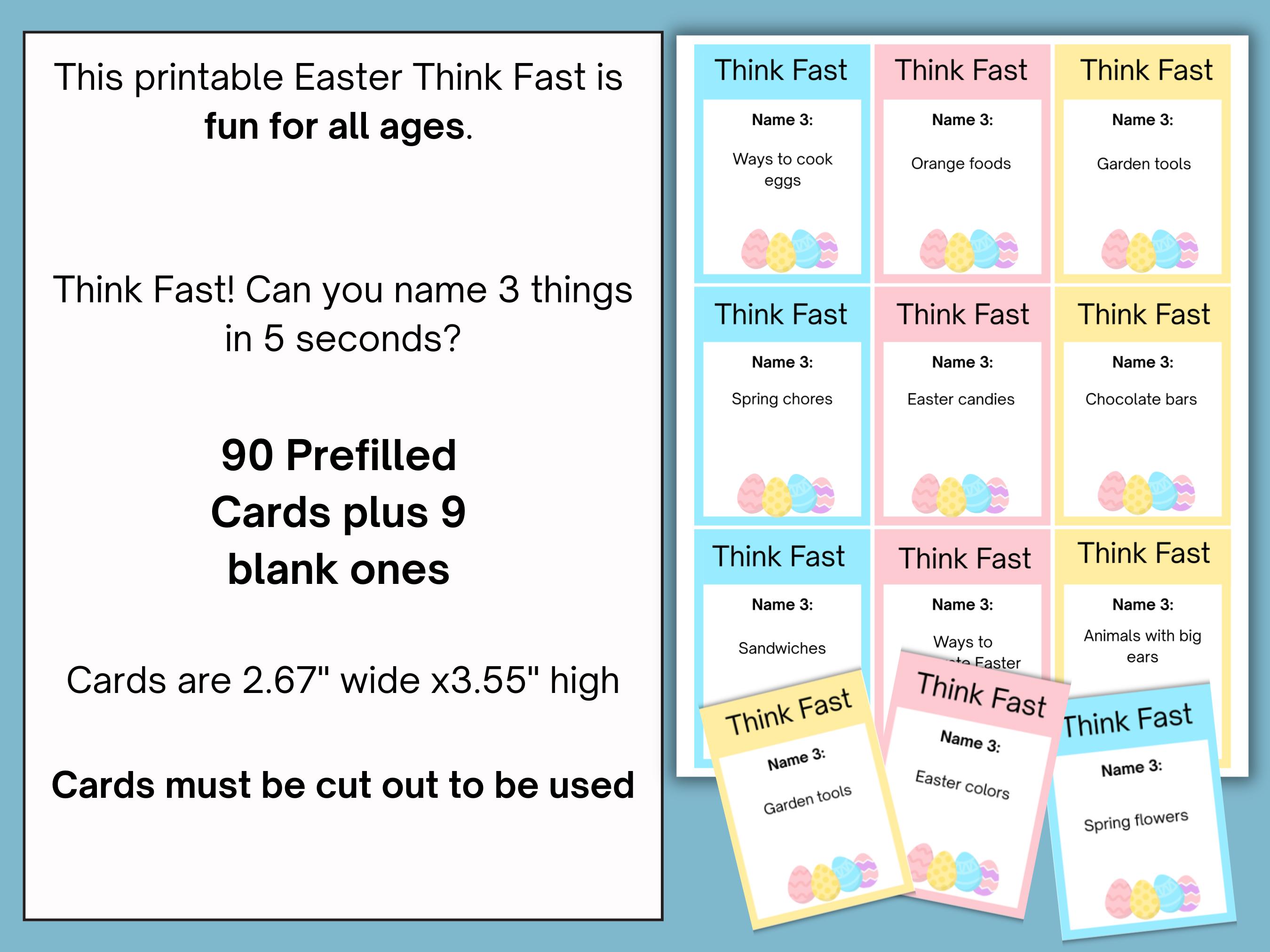 Easter Think Fast Game, Easter Family Games, Printable - Etsy Canada