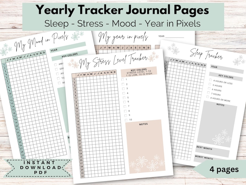 Year in Pixels, Mood Tracker, Sleep Tracker, Stress Level Tracker ...