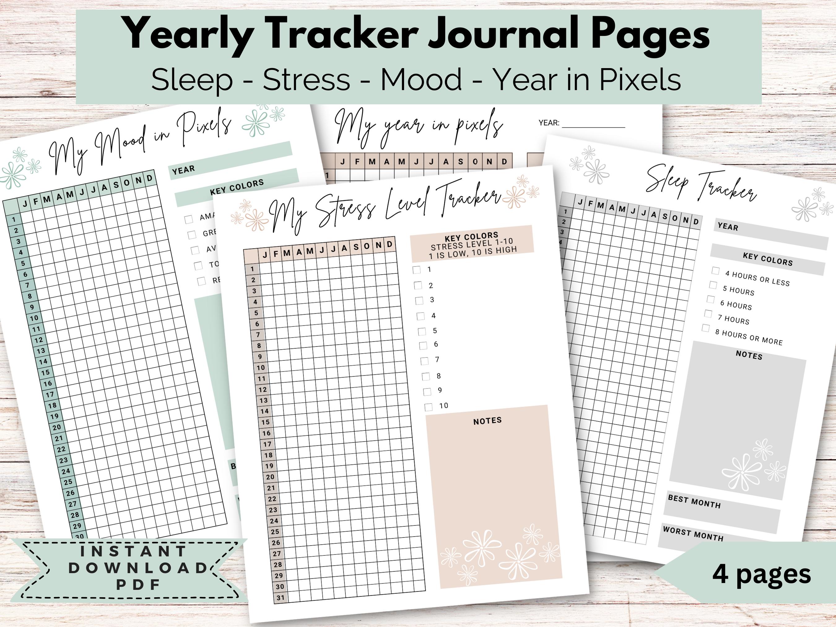 Year in Pixels, Mood Tracker, Sleep Tracker, Stress Tracker Journal ...