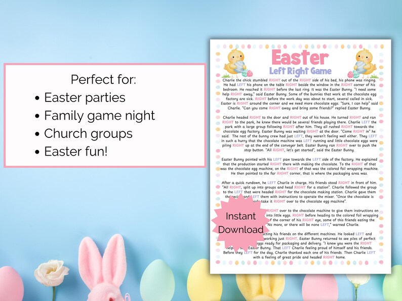 Easter Left Right Game, Easter Pass the Prize, Egg Exchange Game, Pass ...