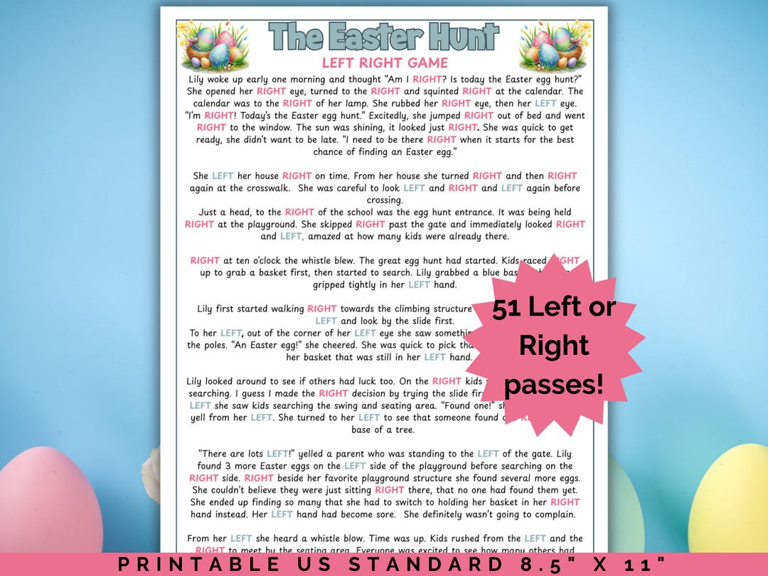 Easter Left Right Game, Pass the Prize Easter, Egg Exchange Game ...