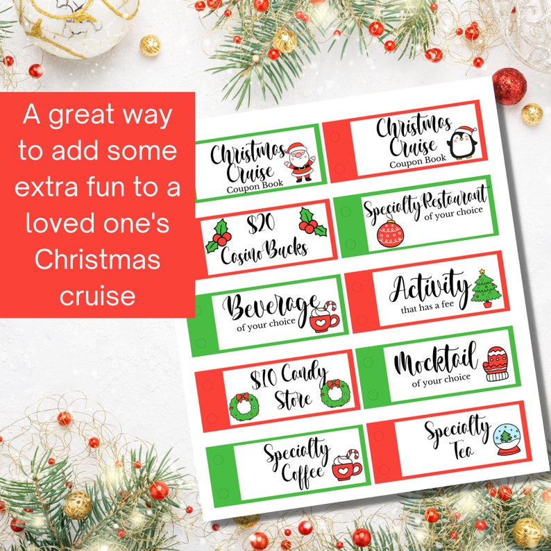 Christmas Cruise Coupon Book, Printable Cruise Coupons, Cruise Gift ...