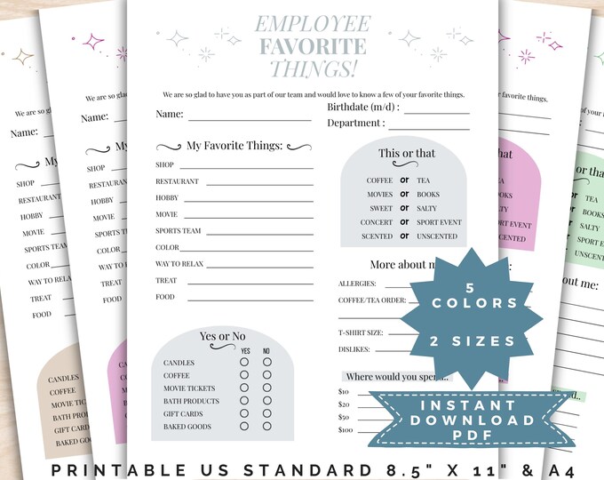 Coworker Questions, Employee Favorites List, Coworker Favorite Things ...