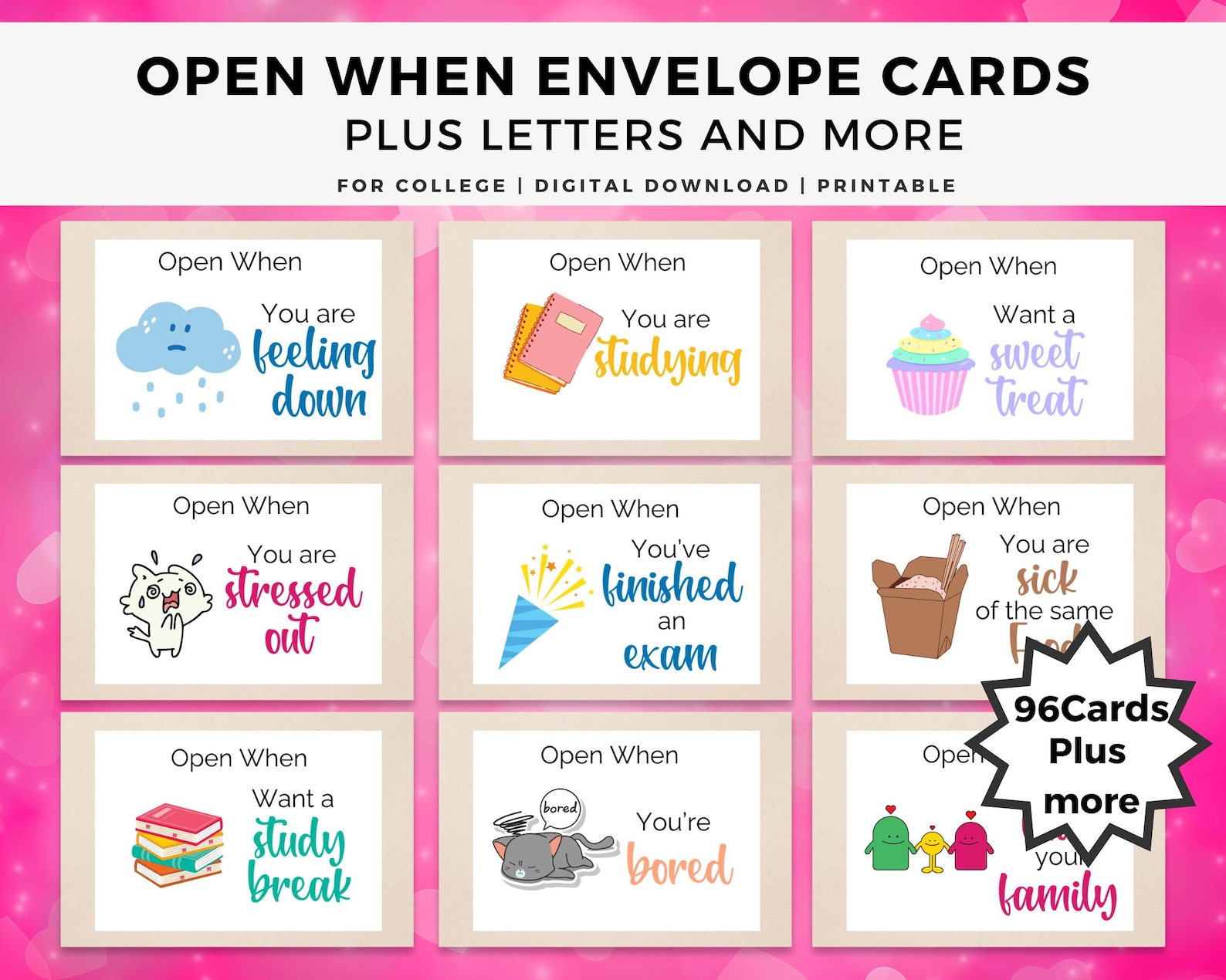 Open When Envelope Labels, Open When Cards, Open When Printable College ...