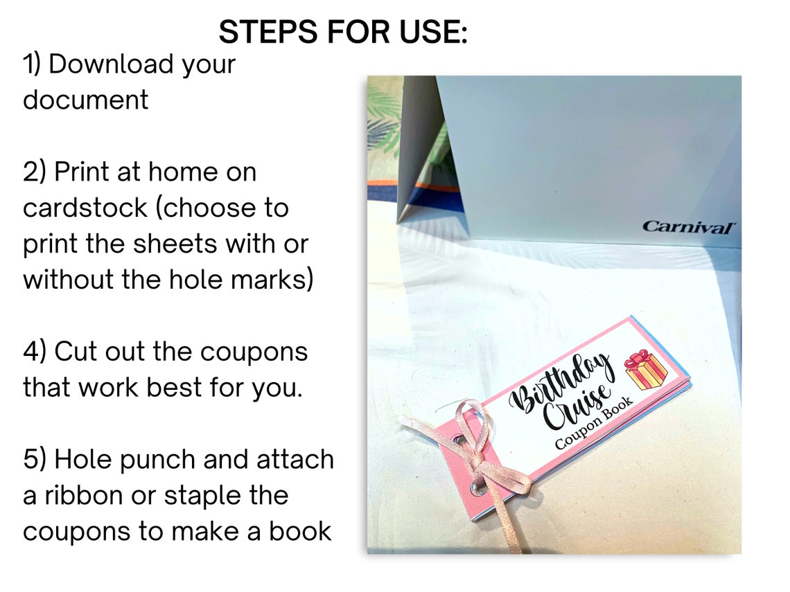 Birthday Cruise Coupon Book Printable Cruise Coupons Cruise - Etsy