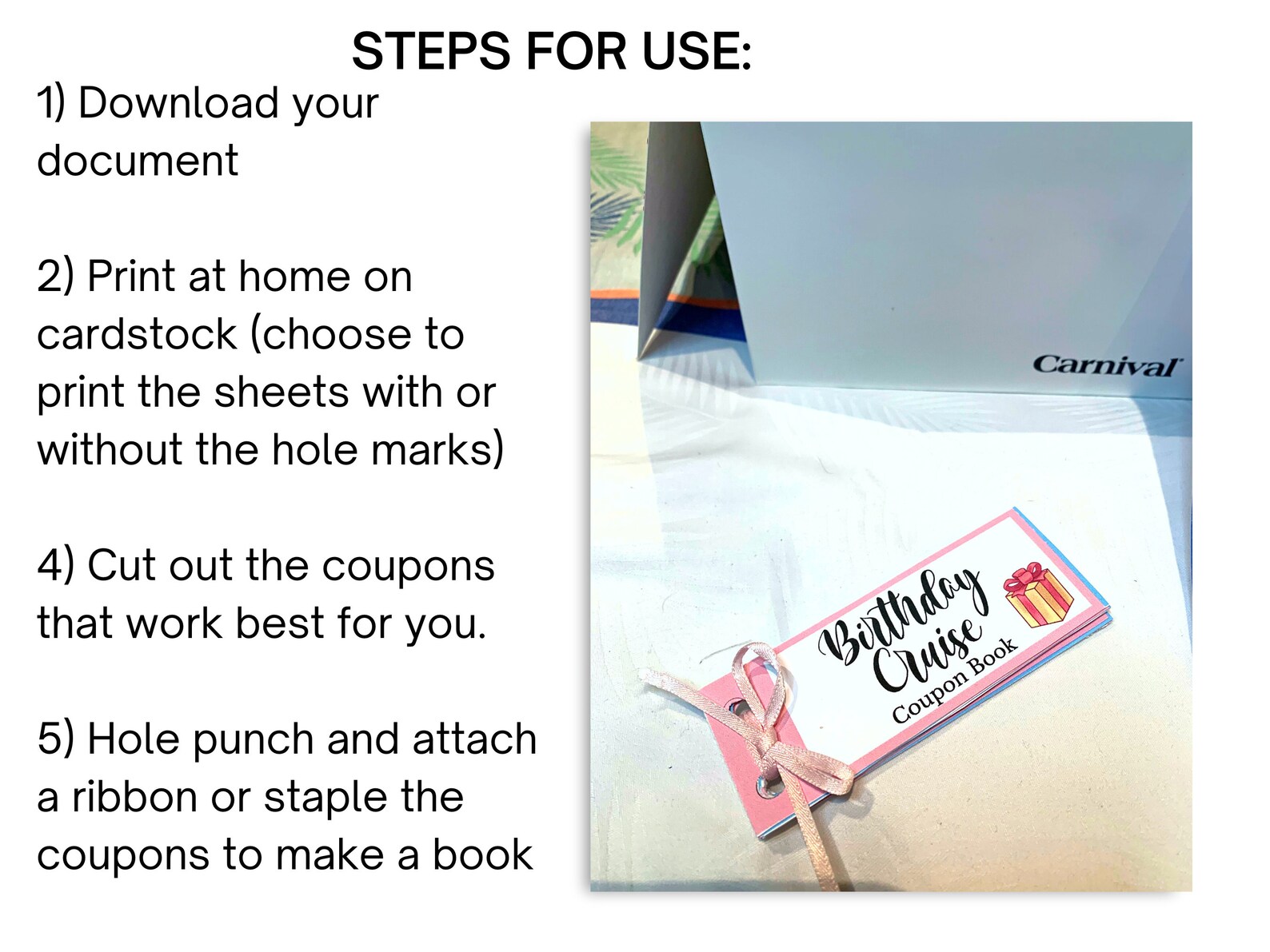 Birthday Cruise Coupon Book, Printable Cruise Coupons, Cruise Gift ...