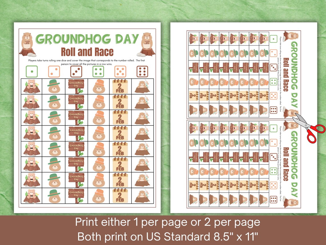 Groundhog Day Game, Printable Groundhogs Day Activity for Kids, Roll ...