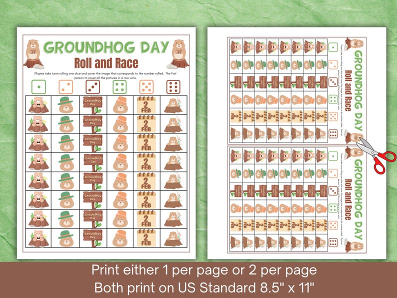 Groundhog Day Game, Printable Groundhogs Day Activity for Kids, Roll ...