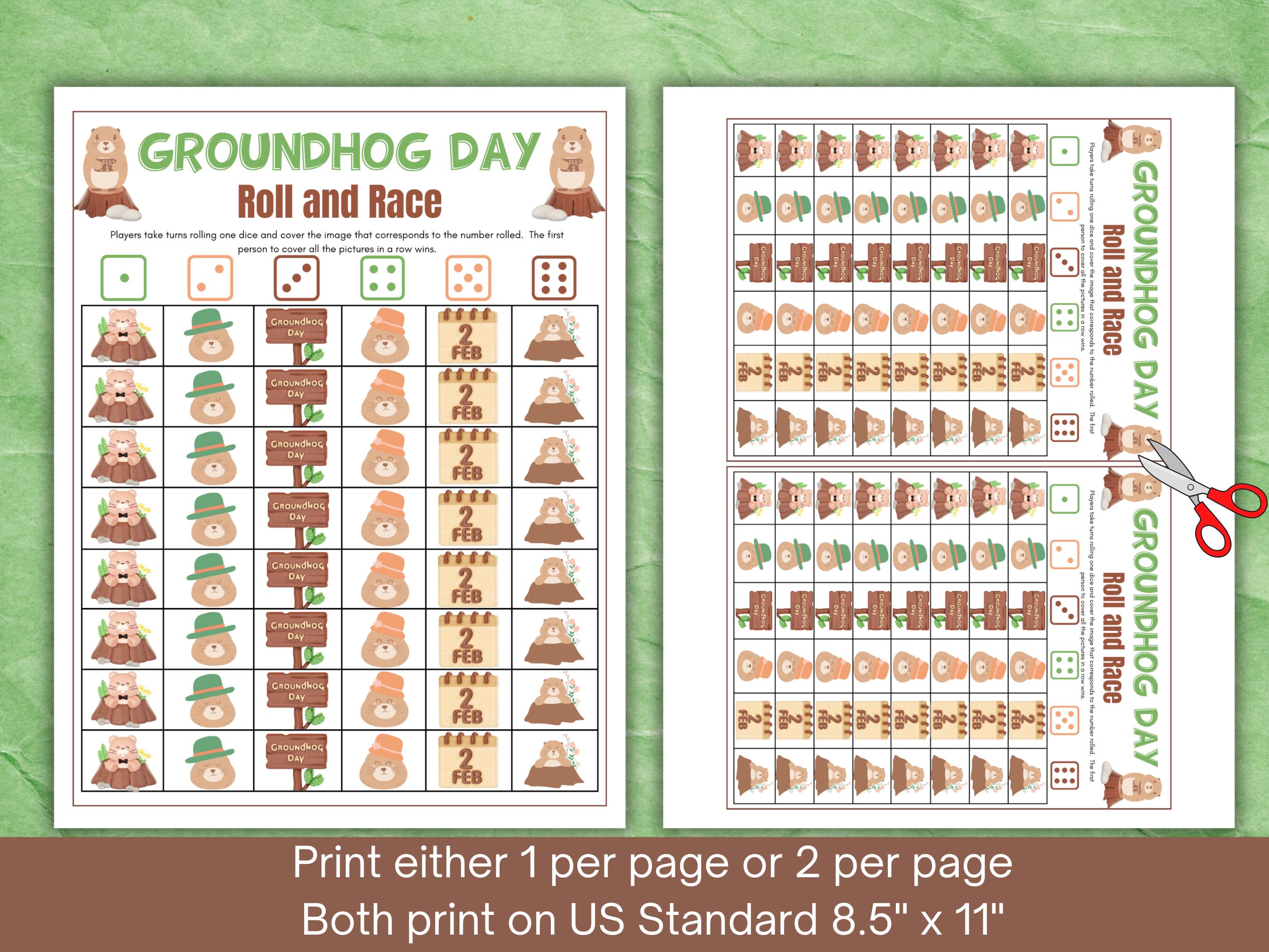 Groundhog Day Game, Printable Groundhogs Day Activity for Kids, Roll ...