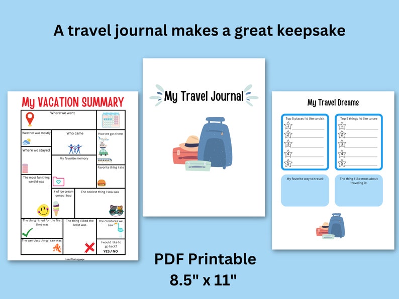 Kids Travel Journal, Travel Diary, Printable Vacation Journal, Teen ...