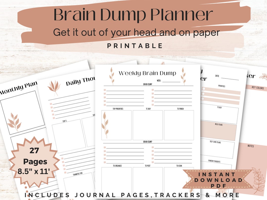 Brain Dump Planner, Brain Dump Printable ,idea Journal, Thought Planner ...