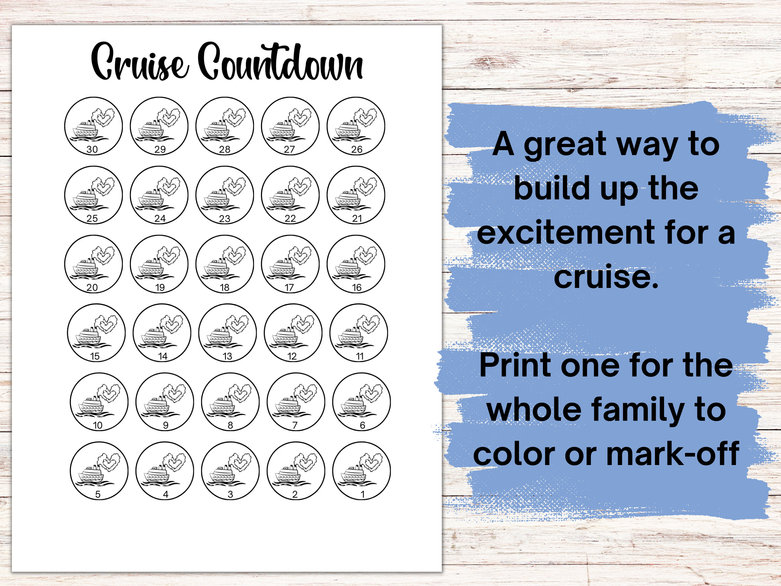 Cruise Countdown, Printable Cruise Countdown, Cruise Tracker, Cruise ...