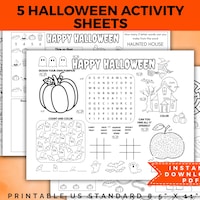 Halloween Kids Coloring Activity Placemat: Spooky Party Favor (PDF ...