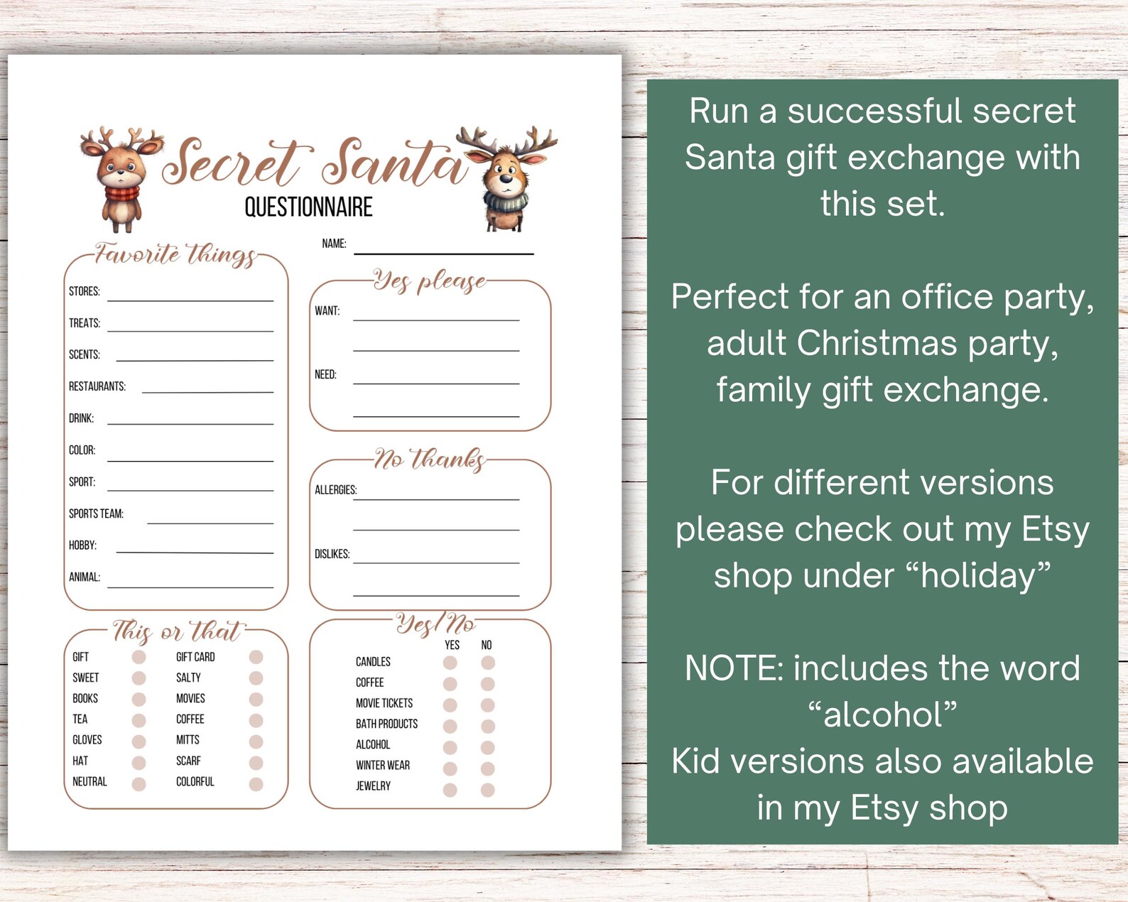 Secret Santa Survey, Secret Santa Questionnaire, Secret Santa Sign Up ...