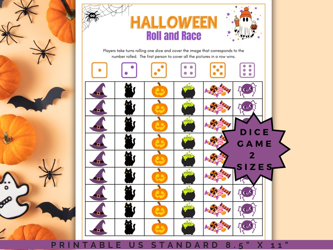 Halloween Dice Game, Roll and Race Game, Halloween Game Night ...