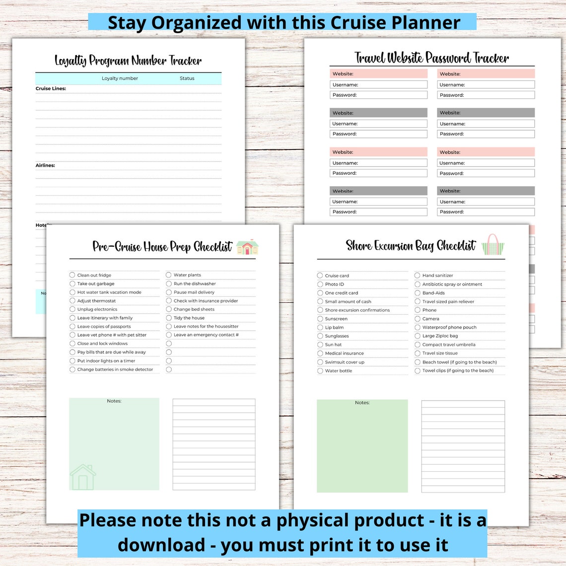 Cruise Organizer, Cruise Planner, Cruise Planning, Printable Cruise ...