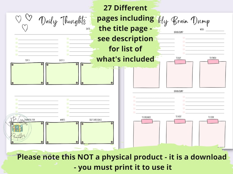 Brain Dump Printable, Brain Dump Planner, Idea Journal, Thought Planner ...