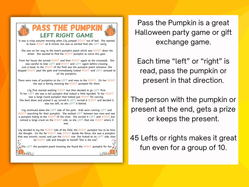 Pass the Pumpkin, Halloween Left Right Game, Pass the Candy Game ...