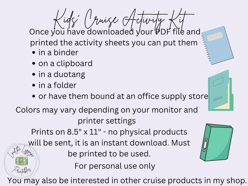 Printable Cruise Activities for Kids, Cruise Games, Kids Cruise ...