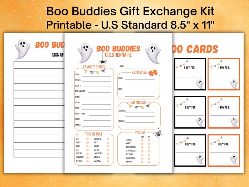 Boo Buddies Questionnaire, Boo Basket Questionnaire, Boo Buddy ...