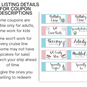 Birthday Cruise Coupon Book, Printable Cruise Coupons, Cruise Gift ...