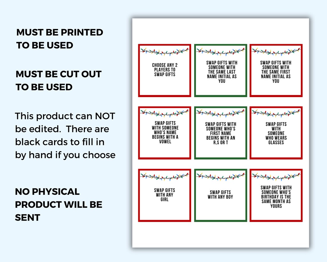 Christmas Gift Exchange Game Printable, Gift Swap Game, Secret Santa ...
