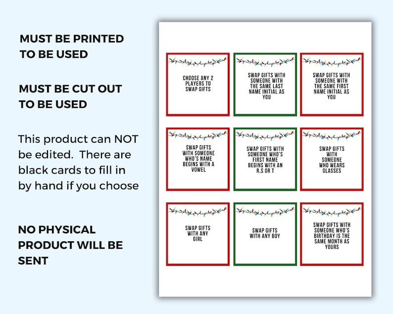 Christmas Gift Exchange Game Printable, Gift Swap Game, Secret Santa ...