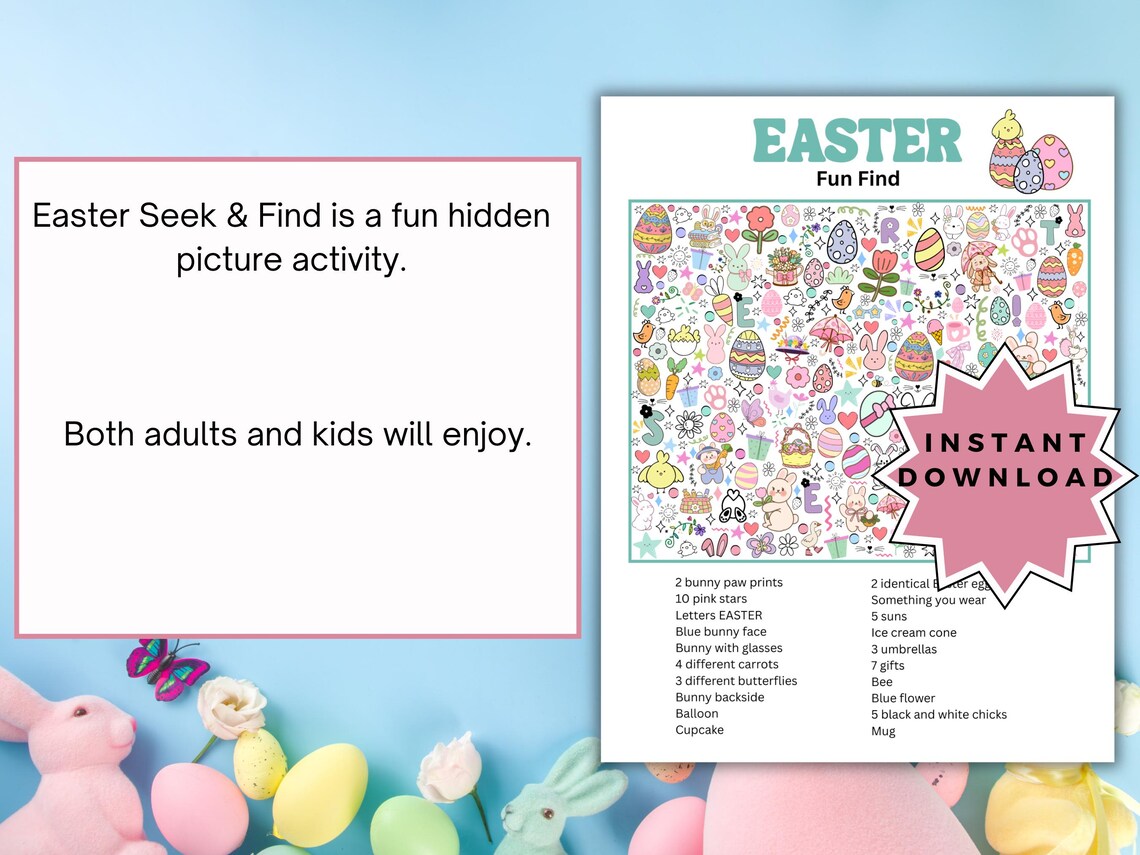 Easter Seek and Find Game, Hidden Objects, Easter Adult Games - Etsy