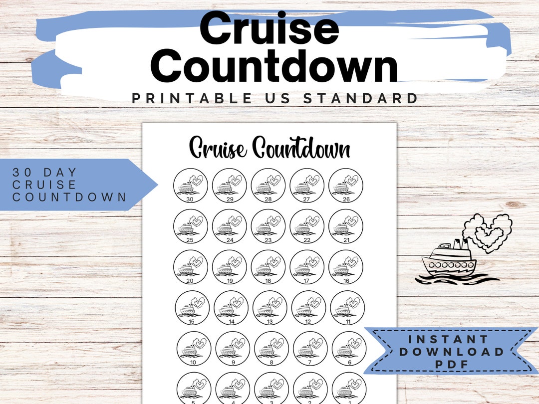 Cruise Countdown, Printable Cruise Countdown, Cruise Tracker, Cruise ...