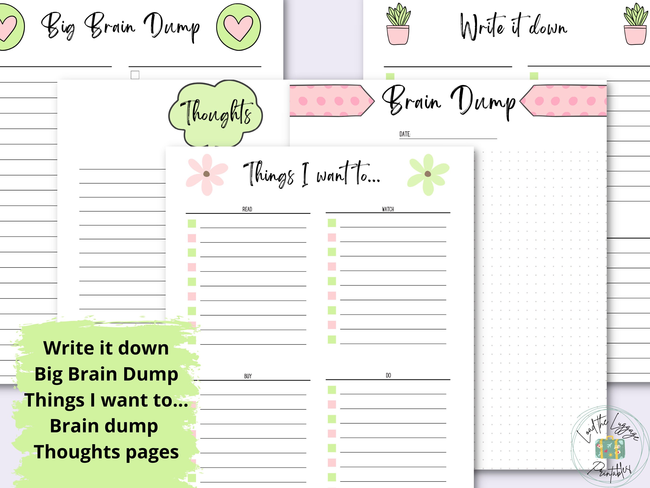 Brain Dump Printable, Brain Dump Planner, Idea Journal, Thought Planner ...