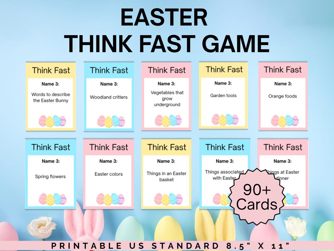 Easter Think Fast Game, Easter Family Games, Printable - Etsy Canada