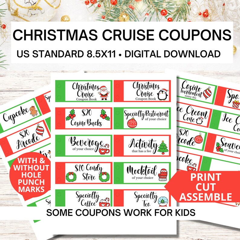 Christmas Cruise Coupon Book, Printable Cruise Coupons, Cruise Gift ...
