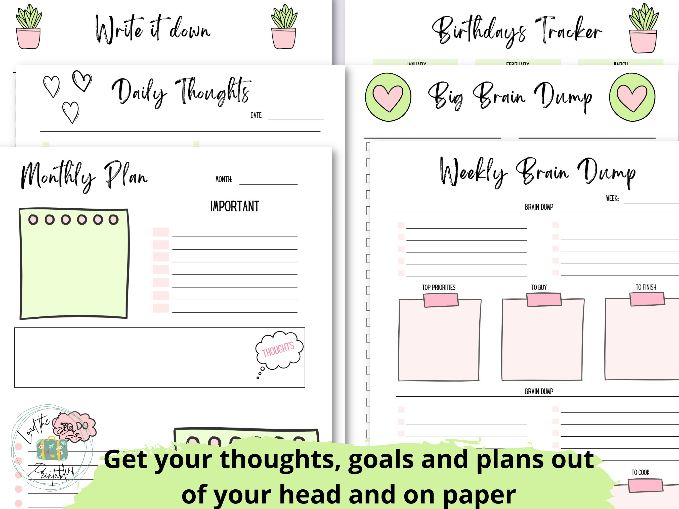 Brain Dump Printable, Brain Dump Planner, Idea Journal, Thought Planner ...