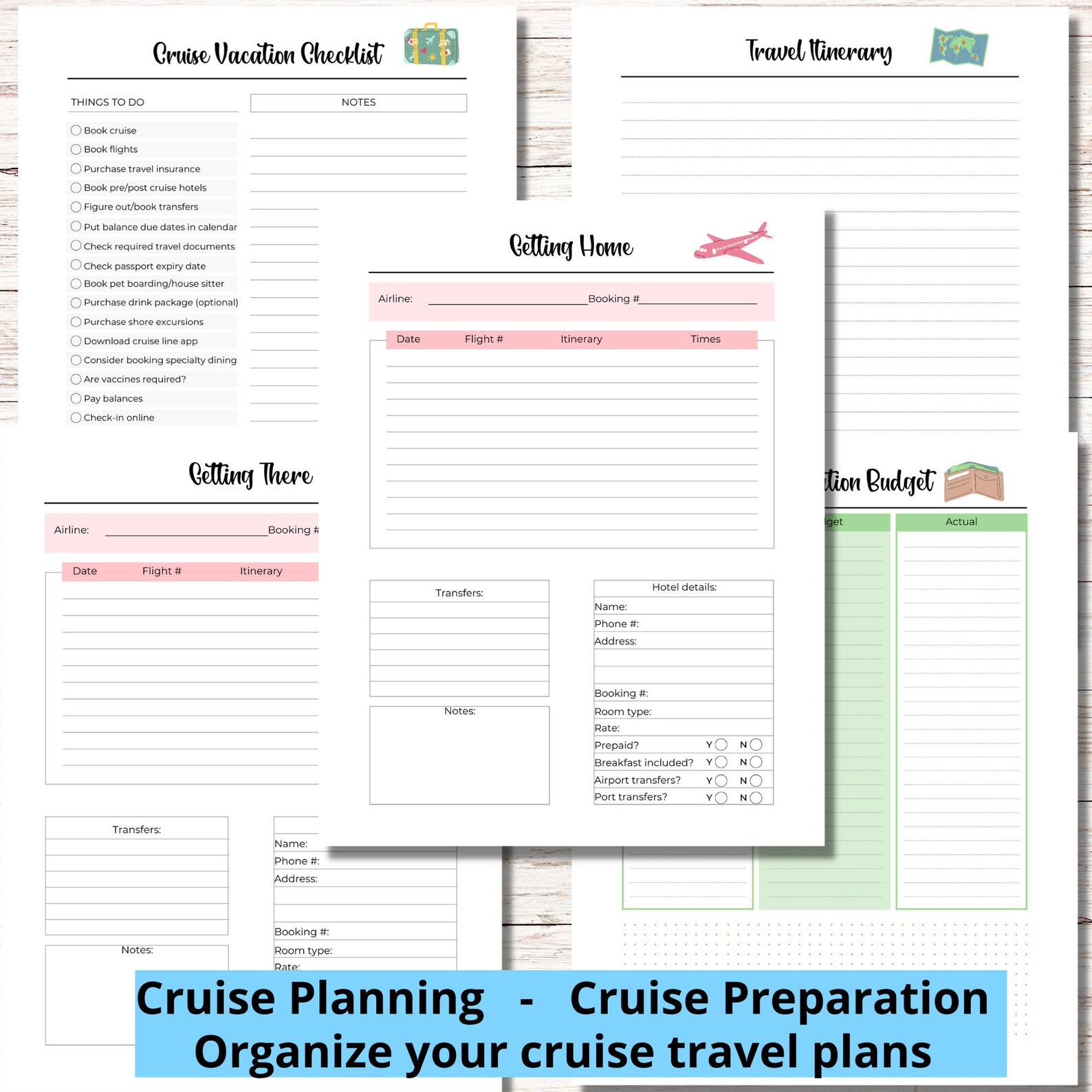 Cruise Organizer, Cruise Planner, Cruise Planning, Printable Cruise ...