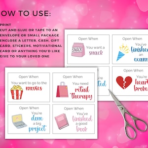 Open When Envelope Labels, Open When Cards, Open When Printable College ...