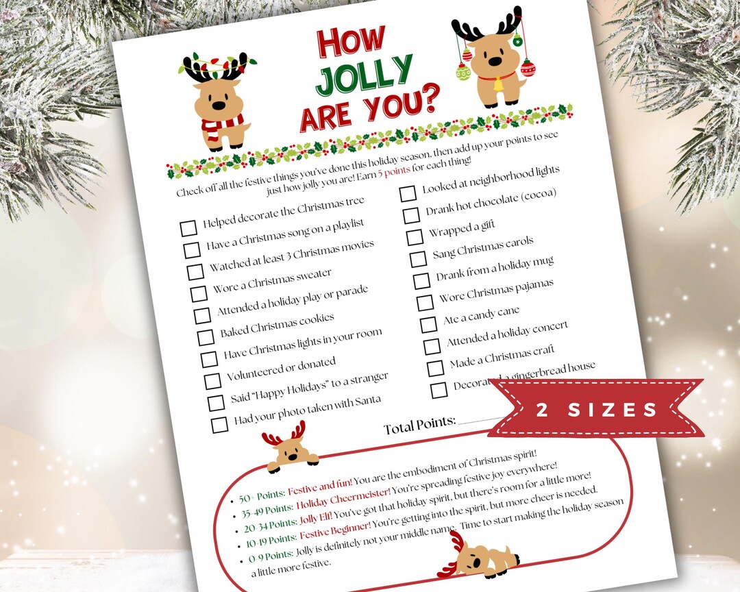 How Jolly Are You Game, Friendsmas Game, Printable Group Christmas Game ...