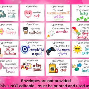 Open When Envelope Labels, Open When Cards, Open When Printable College ...