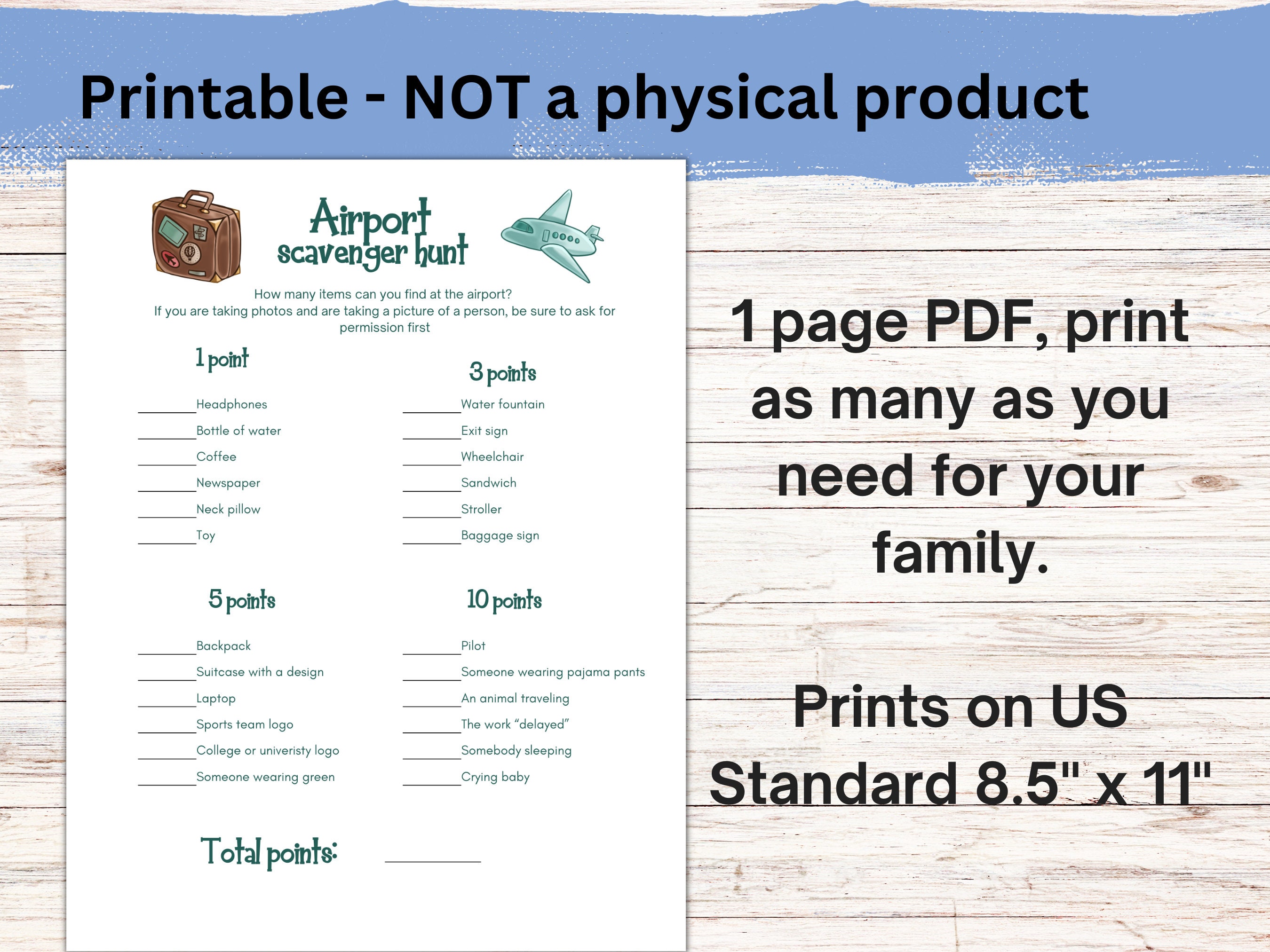 Airport Scavenger Hunt for Kids, Printable Kids Scavenger Hunt, Kids ...