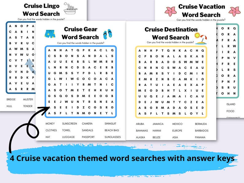 Printable Cruise Activities for Kids, Cruise Games, Kids Cruise ...