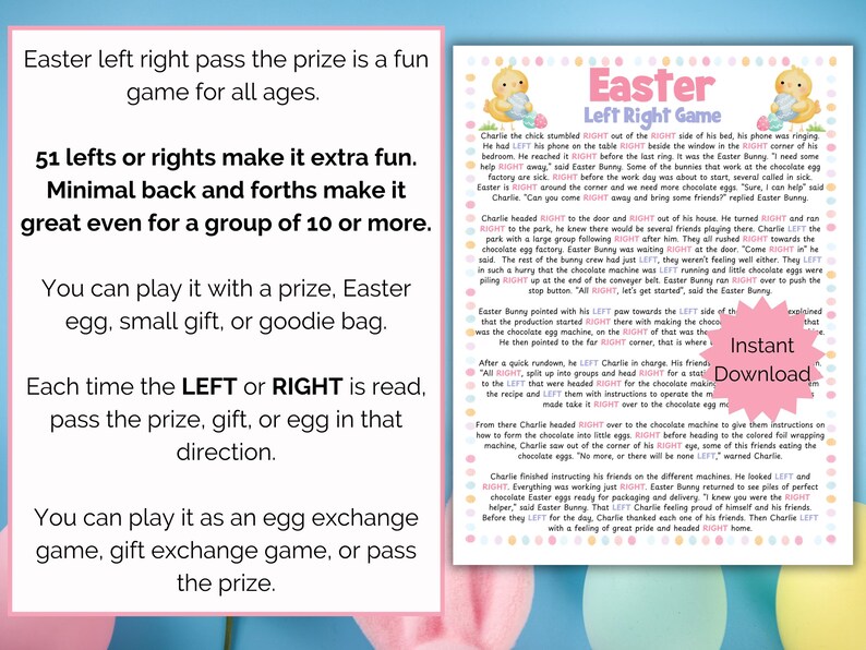Easter Left Right Game, Easter Pass the Prize, Egg Exchange Game, Pass ...