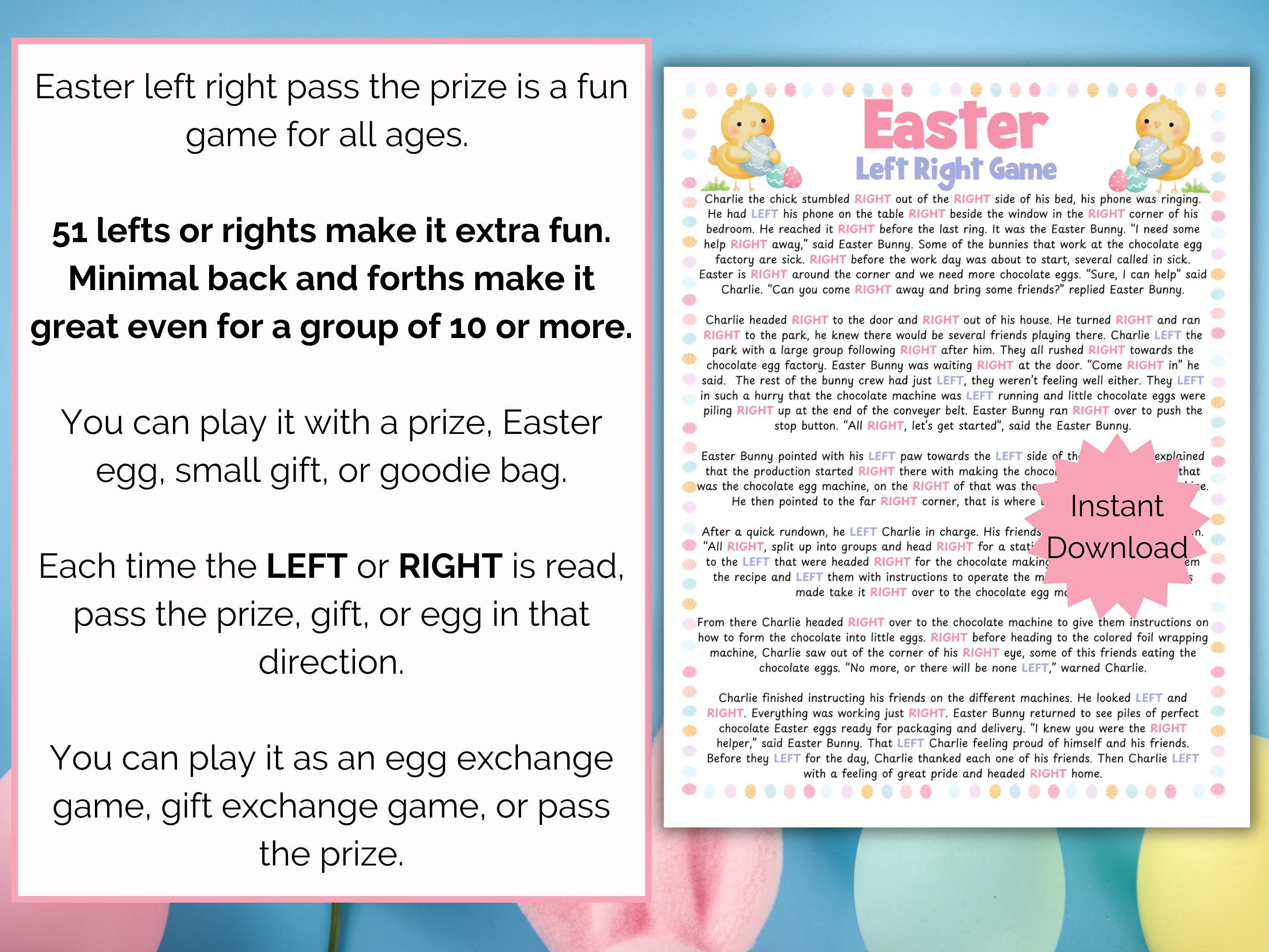 Easter Left Right Game, Easter Pass the Prize, Egg Exchange Game, Pass ...