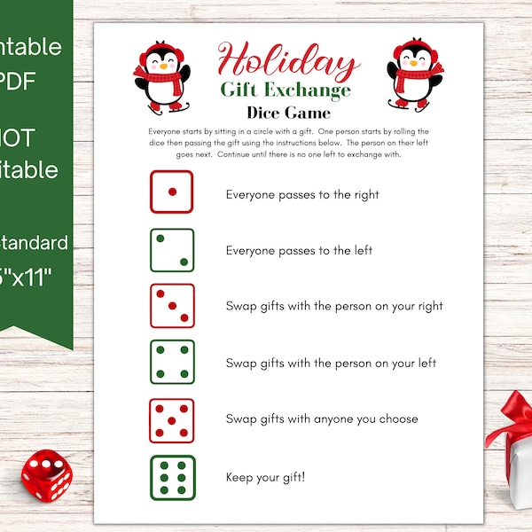 Secret Santa Dice Game - Etsy
