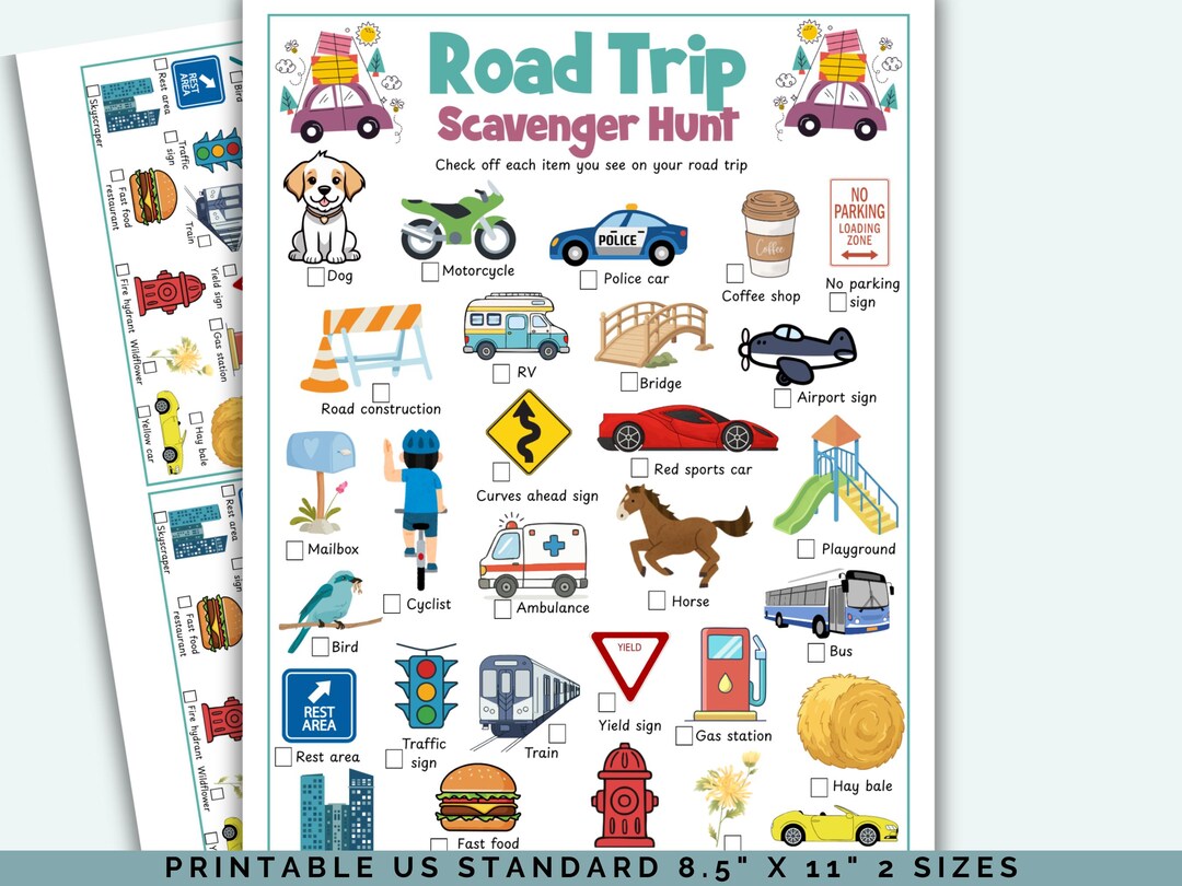 Road Trip Scavenger Hunt, Road Trip Games, Summer Road Trip Fun for ...